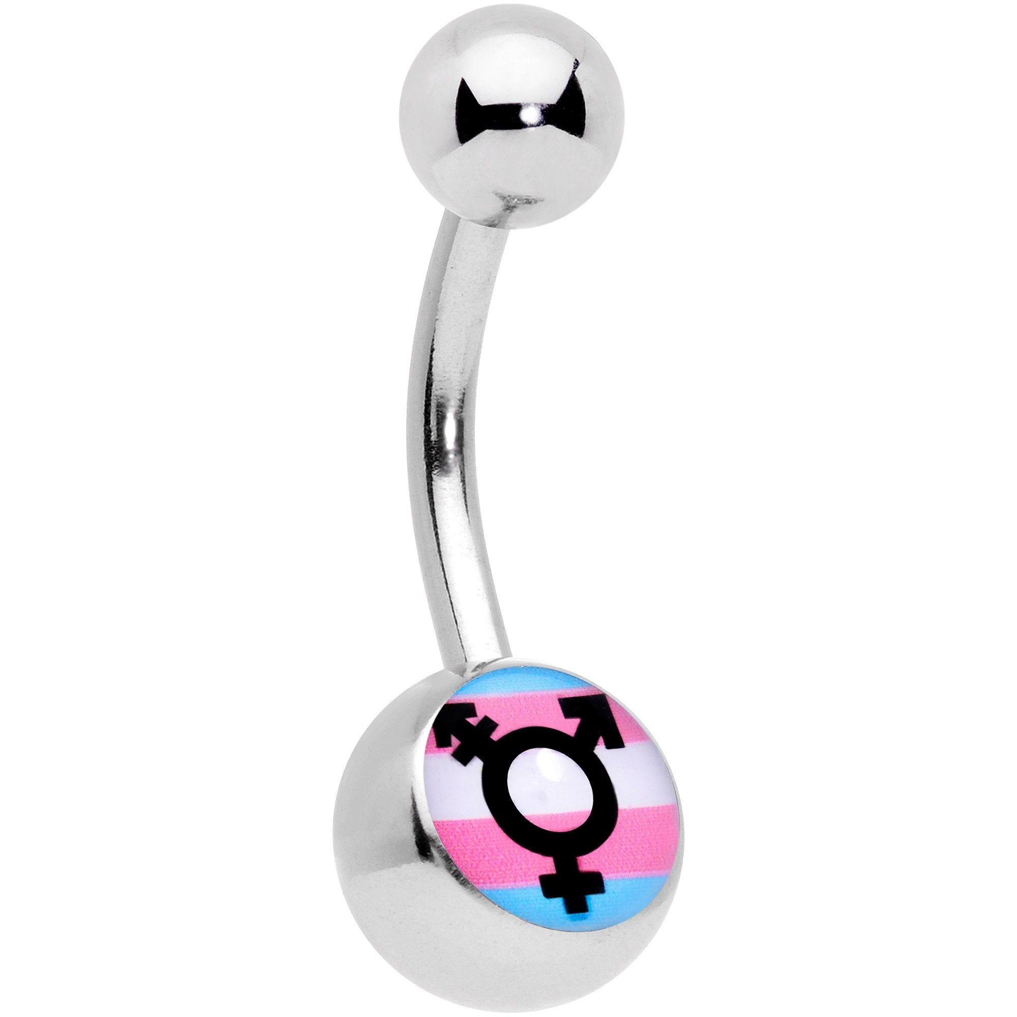 Pink Blue White Transgender Pride Logo Belly Ring – Body Candy B2B