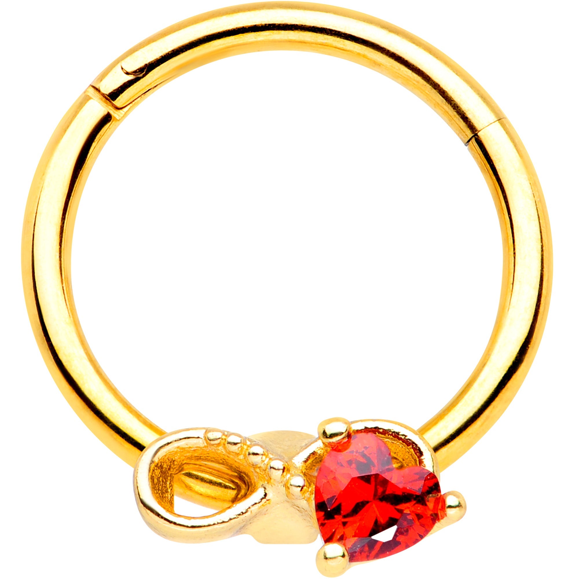 16 Gauge 3/8 Red Gem Gold Tone Treble Clef Septum Ring – Body Candy B2B