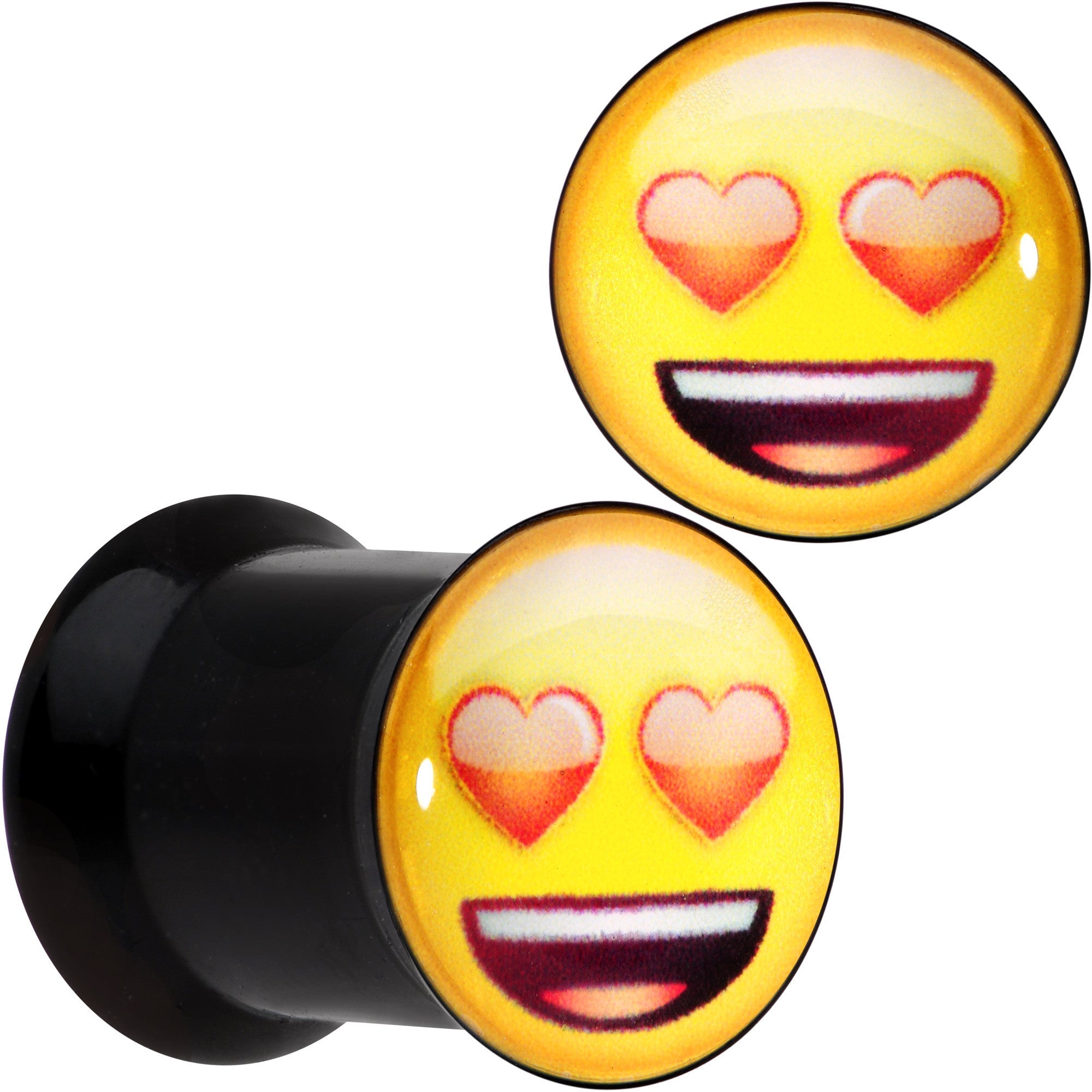 0 Gauge Licensed Heart Eyes emoji Acrylic Double Flare Plug Set – Body ...