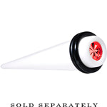 White Acrylic Red Flashy Tire Rim Taper 2 Gauge to 20mm – Body Candy B2B